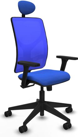 Piqueras y Crespo B&uuml;rostuhl, blau, mit 3D-Armlehnen, h&ouml;henverstellbarer Lendenwirbelst&uuml;tze und festem Kopfteil, ausgestattet mit Sincro 3 Positionen und Schneideschaum,