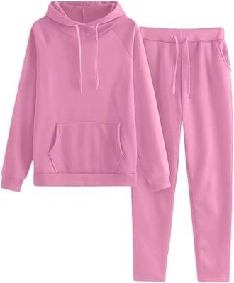 Generic Femmes Avec Pantalon Sweat &agrave; Capuche Plus Loisirs Hiver Avec Capuche Peluche Femmes Costumes &Eacute;l&eacute;gant Costume Femme, Rose, 3XL