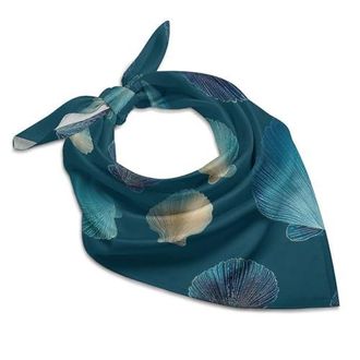 Generic Foulard carré en soie à laquarelle et coquillages - Écharpe légère pour cheveux - Respirant - Cadeau pour femme et homme, multicolore, 60x60cm