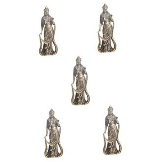 Garneck 5st&uuml;cke Brass Bodhisattva Statue F&uuml;r Tischdeko Retro Messingfigur Buddhistische Deko F&uuml;r Zuhause Kompakte Desktop Dekoration Langlebiges Stilvolles Ku