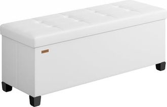 Songmics Sitzhocker mit Stauraum, klappbare Sitzbank mit Beinen, 38 x 110 x 40 cm Fußbank, Aufbewahrungsbox, bis 300 kg belastbar, für Wohnzimmer Schlafzimmer 