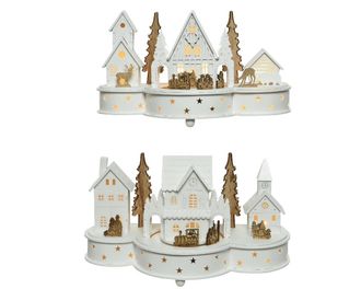 Kaemingk LED Holzhaus Weihnachtshaus Weihnachtsdeko H30 cm Batterie Musik St&uuml;ckpreis