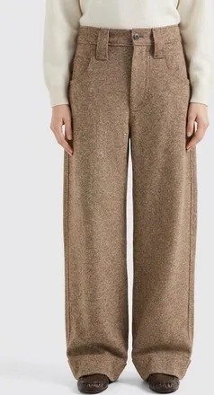 Brunello Cucinelli Pantalon 5 poches en m&eacute;lange de laine &agrave; taille haute