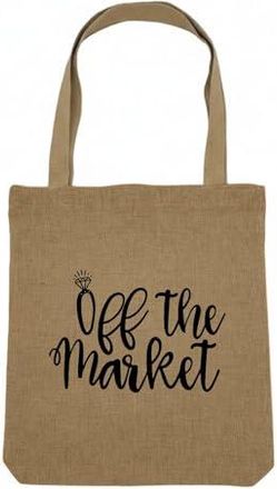 Fabulous Sac Shopping Tote Bag Aspect Lin - Off the Market Amour Fianc&eacute; Mariage Mari&eacute;s - Sac de Courses Toile Epaisse 360g Beige Naturel Cabas Port&eacute; Epaule Sol