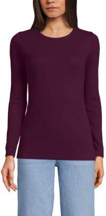 Lands End Langarmshirt aus mikrofeinem Baumwollripp, Damen, Größe:48-50 regular, Lila, Baumwolle/Elasthan, by Lands End