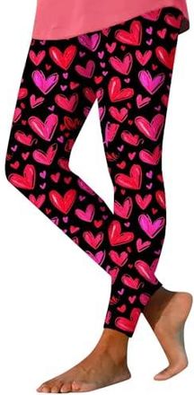 Generic Pantalon confortable pour femme - Legging imprimé coeur - Collants de yoga et de sport - Pantalon élastique tendance - Cadeau de Saint-Valentin, Rouge