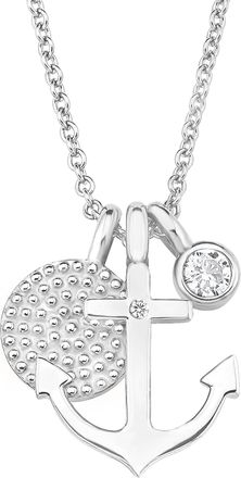 s.Oliver Kette mit Anker Anh&auml;nger f&uuml;r Damen, Zirkonia und 925er Sterling Silber, Rhodiniert