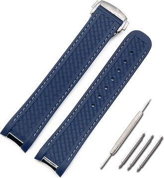 Generic Silikonarmband 20 mm Uhrenzubehör für Hippocampus 300 AT150 8900 Meter Marinegummi-Schmetterlingsschnallenband