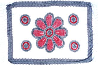 Guru Shop Bali Sarong, Wandbehang, Wickelrock, Sarongkleid - Wei&szlig;/rot, Herren/Damen, Synthetisch