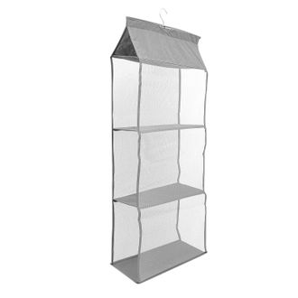 NUOBESTY Aufbewahrungstasche zum Aufh&auml;ngen Formstabiler Organizer mit Robustem Haken Mehrschichtiger H&auml;ngebeutel in Grau f&uuml;r Wand und Schrank Luftdurchl&auml;ssig u