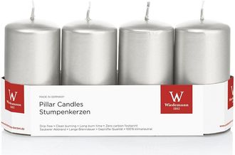 Wiedemann 1 Stumpenkerzen 4er-Riegel lackiert 100/50mm (Silber Metallic)