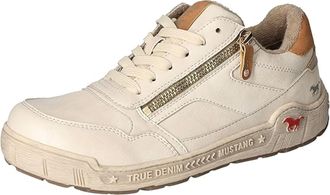 Mustang Jeans Damen Sneaker Schnürschuh Reißverschluss 1290-307, Größe:40 EU, Farbe:Beige