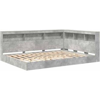 vidaXL B&uuml;cherregal Bett Betongrau 160 x 200 cm Holzwerkstoff Vidaxl