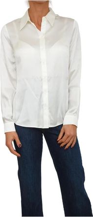 Nenette Femme, Blouses et Chemises, Blanc, Taille: 36 FR Camicia Fittata Tessuto Raso Seta 16mm