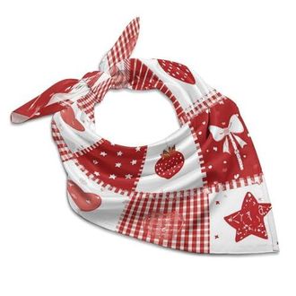 Generic Foulard carré en soie légère avec noeud rose et coeur en forme de fraise pour cheveux respirant, cadeau pour homme et femme, multicolore, 60x60cm