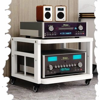 Generic HiFi-Rack, AV-Medienst&auml;nder Mit Rollen, 3/4/5-stufiger Audio-Video-Regal Verst&auml;rker Rack, Holz-Stereoschrank, Verstellbare Regale, CD-Player-St&auml;nder F