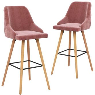 vidaXL Barhocker 2 Stk. Rosa Samt Vidaxl