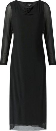 Comma Midikleid Kleid Mesh-Kleid im Slim Fit mit Wasserfall-Ausschnitt