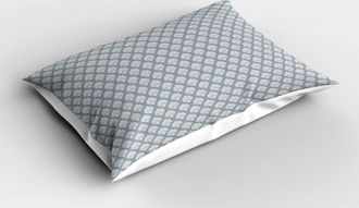 Abakuhaus Damast-Grau Kissenbezug, Vintage Rococo, Dekorativer Standard King Size Gedruckter Kissenbezug, 90 x 50 cm, Blau, Grau und Taupe Pale