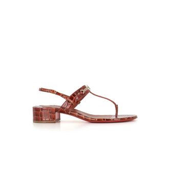 Christian Louboutin MJ Zehentrenner 25mm mit Krokodilpr&auml;gung aus Leder - - Shoes - Damen - Braun - 36 EU