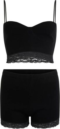 Red Valentino Femme, Sous-v&ecirc;tements, Noir, Taille: 42 FR Ensemble &Eacute;l&eacute;gant Haut et Short