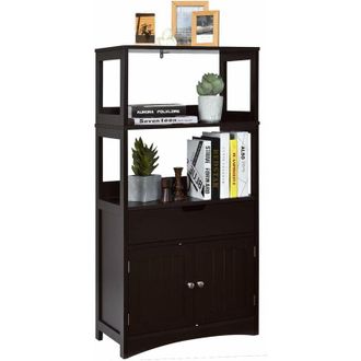 Costway Costway - Meuble de Rangement avec Tiroir et Etag&egrave;re, Armoire de Salle de Bain avec 2 Compartiments Ouverts et Placard 2 Portes, pour Cuisine