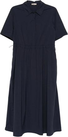 Herno Femme, Robes, Bleu, Taille: 38 FR Collared Drawstring Midi Dress