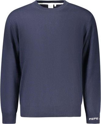 Pepe Jeans London Homme, Pulls, Bleu, Taille: L Pull en Coton Bleu avec Broderie