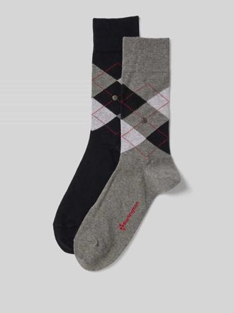 Burlington Socken mit Label-Applikation Modell Everyday Argyle im 2er-Pack
