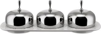 Alessi MW15 Dressed Marmeladenschale mit 3 Kammern aus Porzellan, 5 x 21.5 x 27 cm, Weiß