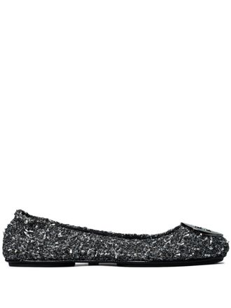 Tory Burch ballerines Minnie Travel en tweed - Argent