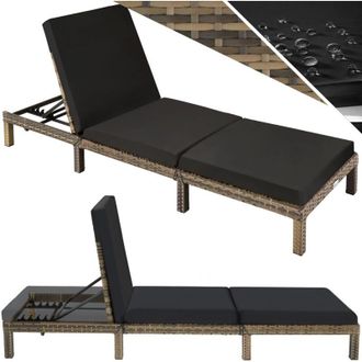 TecTake Bain de soleil en rotin robuste Dossier r&eacute;glable sur 6 positions