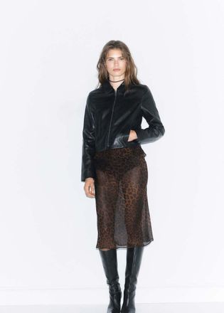 Mango Jupe midi en imprim&eacute; animal marron - Femme - S - MANGO