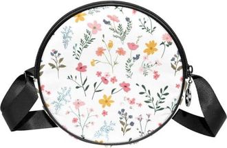 Generic Sac &agrave; bandouli&egrave;re rond pour femme, motif floral, petit sac &agrave; bandouli&egrave;re avec fermeture &eacute;clair, bretelles r&eacute;glables, sac &agrave; main rond d&eacute;contract&eacute; pour 