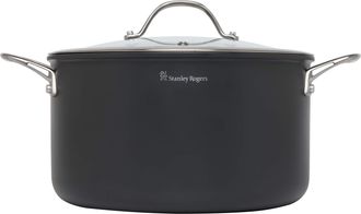 Stanley Rogers Kochtopf Ø 24 cm mit Glasdeckel BI-PLY Professional, 5L Füllvermögen, hochwertige Edelstahl-Kasserolle für Ceran-, Elektro- & Induktionsherde, spülmas