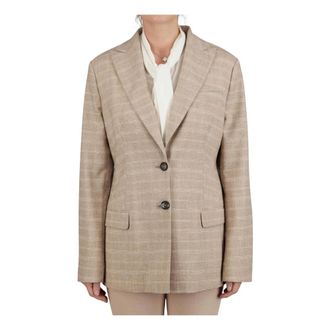 Kiton Femme, Vestes, Beige, Taille: 38 FR Blazer &agrave; Carreaux et Tartans