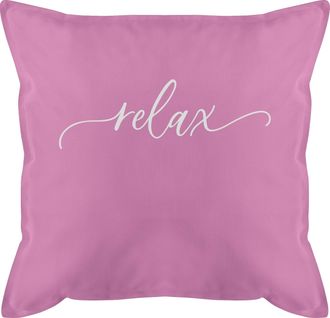 Shirtracer Kissen 50x50 - Statement - Relax Schriftzug wei&szlig; - 50 x 50 cm - Pink - relaxkissen Aufdruck Statement-Kissen Statements Relax motivkissen mit der Aufs