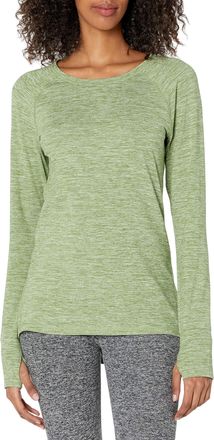 Amazon Essentials Damen Langärmeliges T-Shirt mit Rundhalsausschnitt aus Angerautem Tech-Stretch (Erhältlich in Übergröße), Khakigrün, XXL