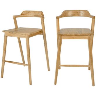 DRAWER Lot de 2 chaises de bar en teck H65cm - Bois - JOKO