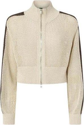 Pinko Pinko, Femme, Pulls, Beige, Taille: 38 FR Stripe Zip Cardigan