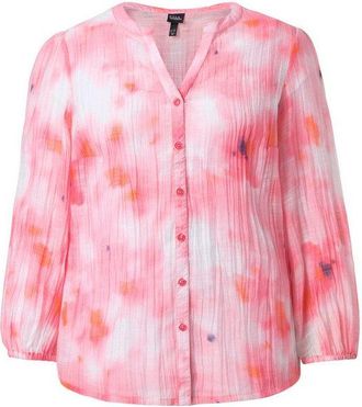 Ulla Popken Longbluse Chiffon-Bluse Batikmuster Tunika-Ausschnitt