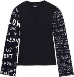 Desigual T- Shirt à Manches Longues en Tricot pour Femme, Noir, Taille