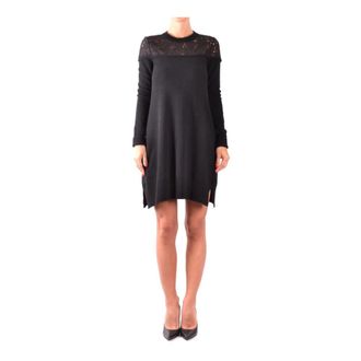 Philosophy di Lorenzo Serafini Schwarzes Wollkleid mit Rundhalsausschnitt - - Dresses - Damen - Schwarzk - XS