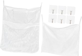 SOLUSTRE Große Netztasche Badezimmerspielzeug Aufbewahrung Polyester Netz Wiederverwendbar Waschbar Wandhängend Mit Saugnapf Kinder Bad Spielzeug Organizer