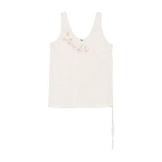 Fendi Beiger Seiden- & Nylon-Top - - Tops - Damen - Beige - M