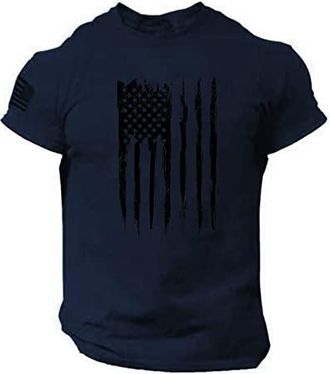 Generic Hommes 4 juillet Chemise patriotique - 2025 Drapeau américain Design Drapeau américain Coupe ajustée Coton Manches Courtes Parfait pour le Jour de lIn