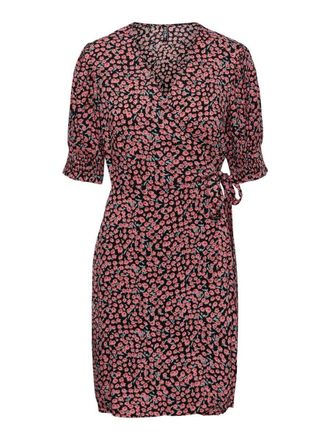 Pieces Womens PCNYA 2/4 WRAP Dress BC Kleid, Strawberry Pink/AOP:Flower, S
