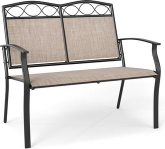 Giantex 2-Sitzer Gartenhbank, Sitzbank mit R&uuml;ckenlehne & atmungsaktiver Sitzfl&auml;che, bis 300 kg belastbar, Outdoor Bank f&uuml;r Balkon, Garten, Poolbereich, 105 x 
