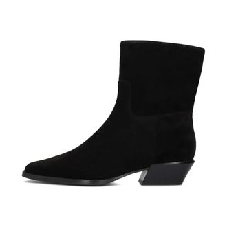 Stefano Lauran Schwarze Wildleder Stiefeletten mit Blockabsatz - - Shoes - Damen - Schwarzk - 37 EU