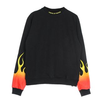 Vision Of Super Roter Crewneck Sweatshirt mit Flammenmuster - - Sweatshirts & Hoodies - Herren - Schwarzk - S